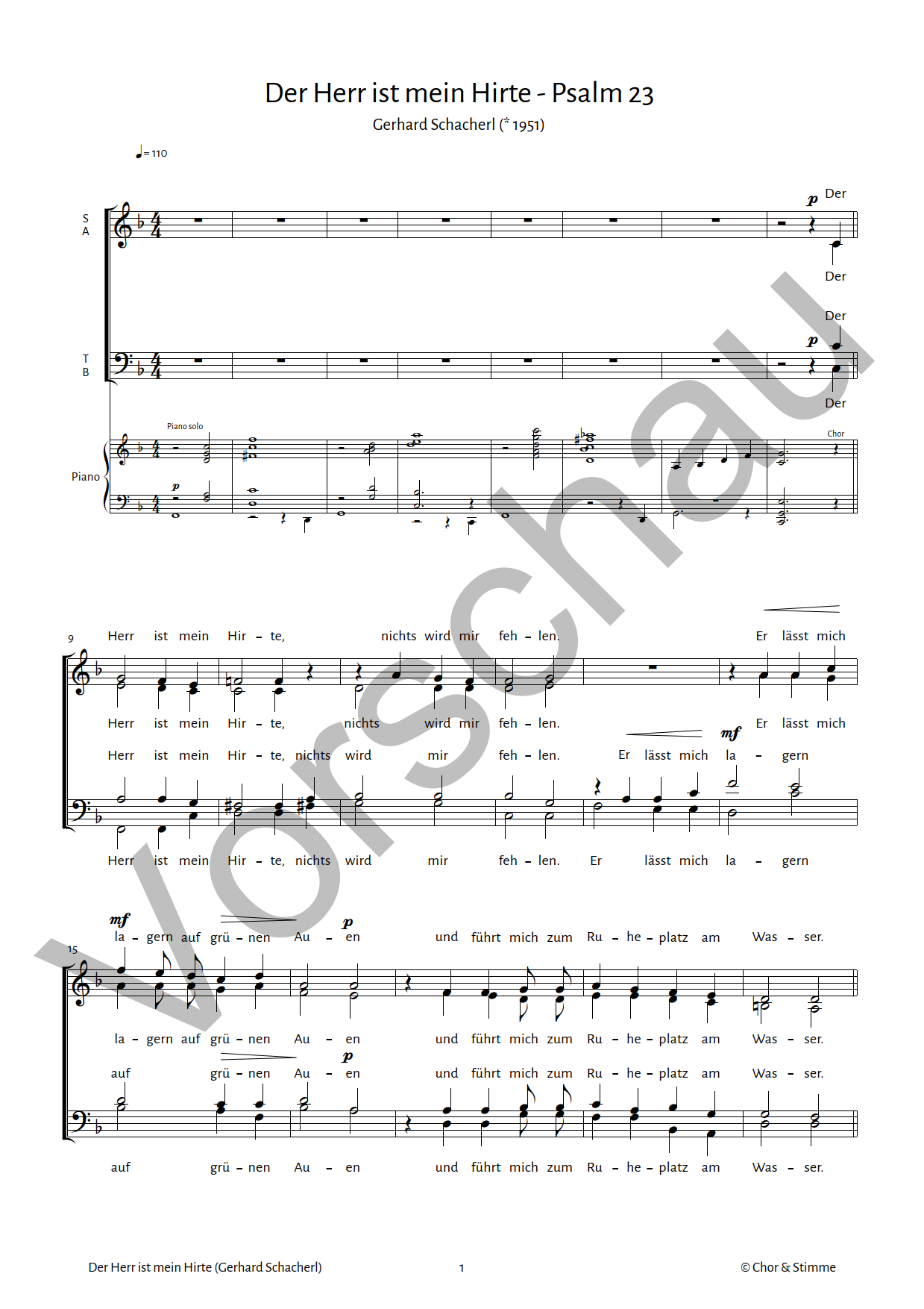 Chor & Stimme | Der Herr ist mein Hirte, Psalm 23